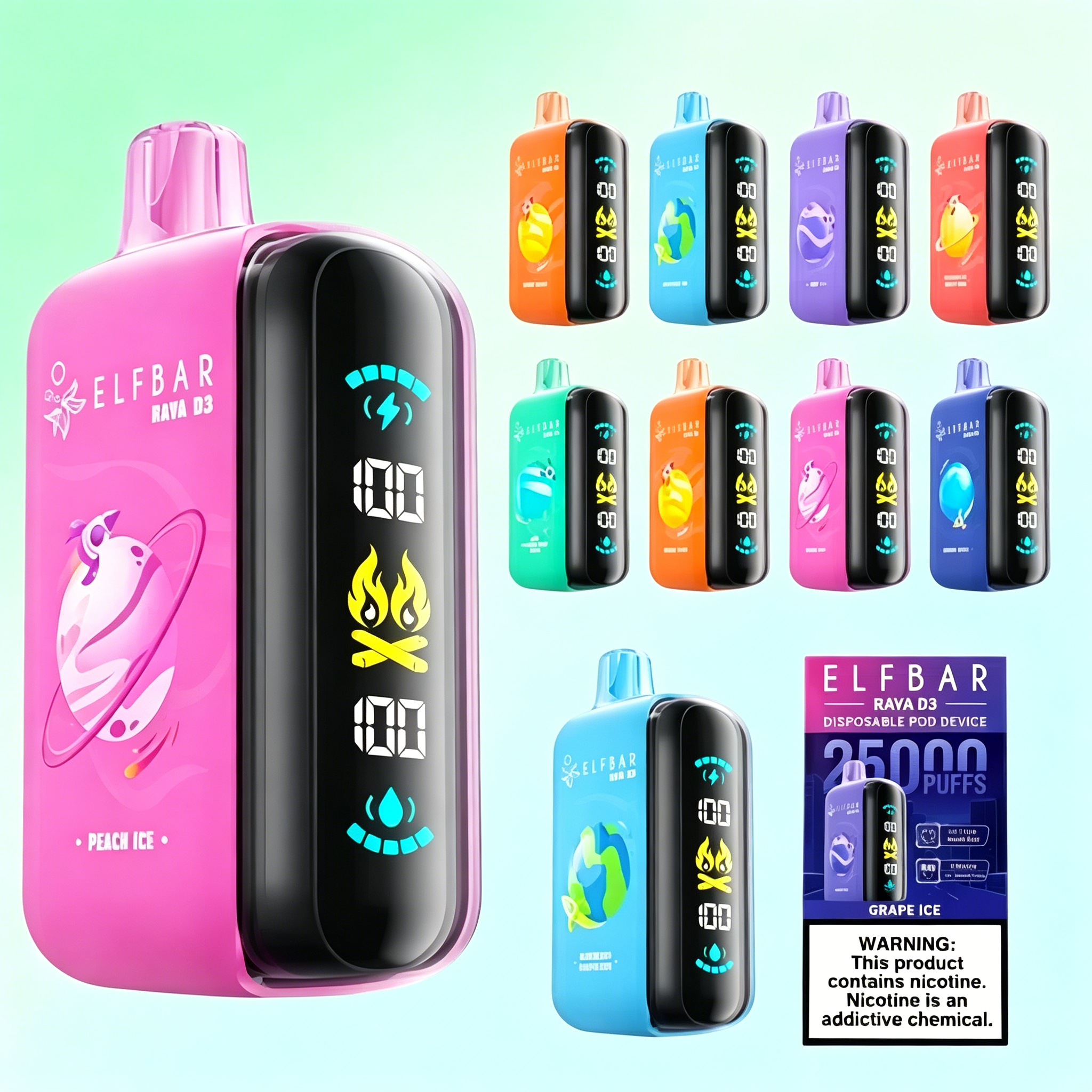 Buy Elf Bar Raya D3 25000 Puffs Apple Peach Spain Global Wholesale 23ml ...