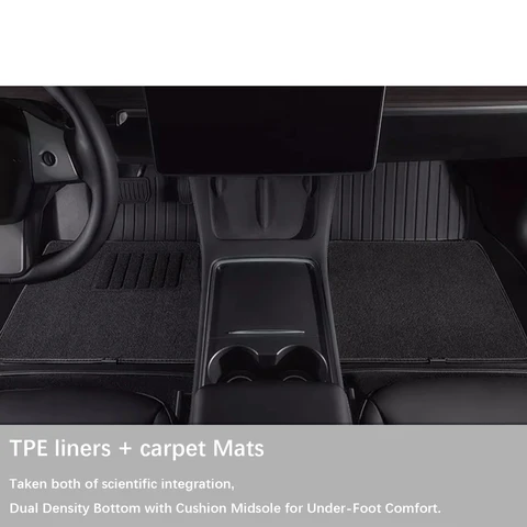 Buy All Weather Model Y Car Floor Mats 3 Piece Tpe Injection Mould Oem ...