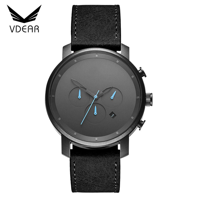 Buy Black Face Three Eyes Custom Logo Watches Men Men Chronograph ...