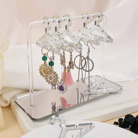 Buy Clear Acrylic Earrings Holder Cute Coat Hanger Jewelry Display ...