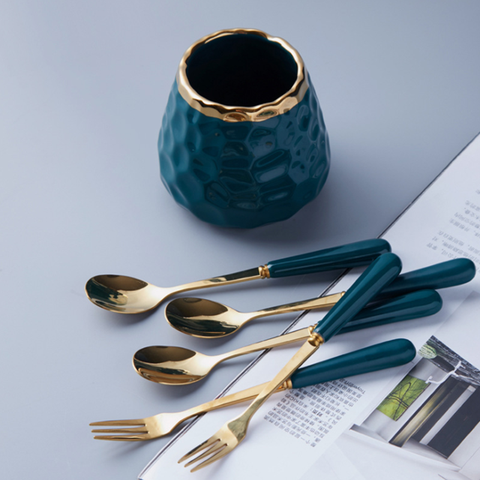 Buy Colorful Fruit Fork And Spoon With Ceramic Container Wedding ...