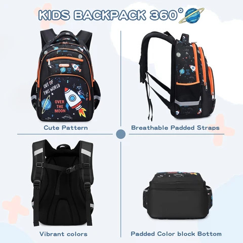 Buy Cusangel Boys Girls School Bag Unicorn Rocket Backpack Waterproof ...