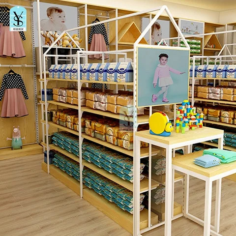 Buy Custom Sized Steel And Wood Retail Store Display Shelf Wood Display ...