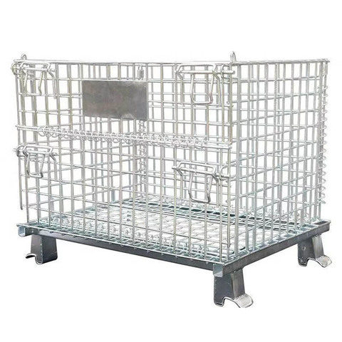 Buy Folded Metal Storage Cage Container Logistic Wire Mesh Basket Bulk ...