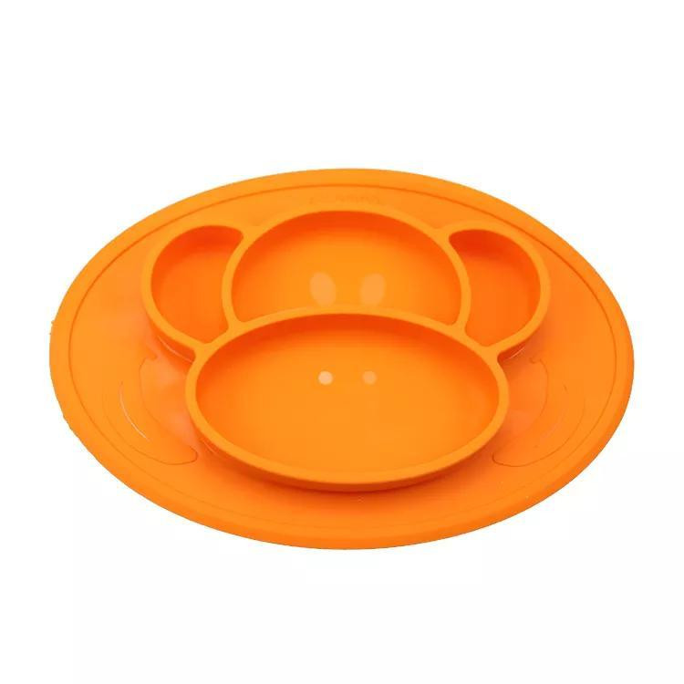 Buy Food Grade Silicone Monkey Shaped Baby Divided Feeding Plate from ...