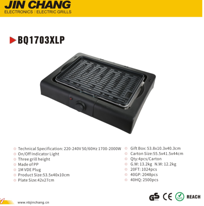 Buy Indoor Electric Table Top Bbq Bq1703xlp In 1700-2000watt For Family ...