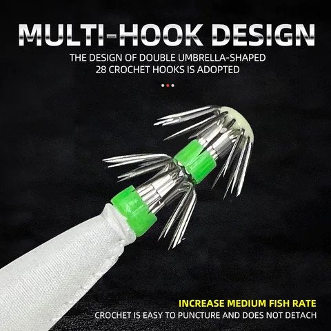 Buy Japan Cloth Roll Luminous Squid Hooks Double Umbrella Squid Jig ...
