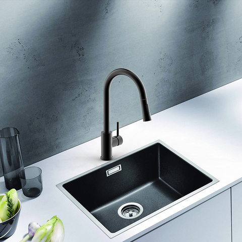 Buy Long Neck Sink Mixer Tap Single Handle Black Faucet 304 Kitchen Tap ...