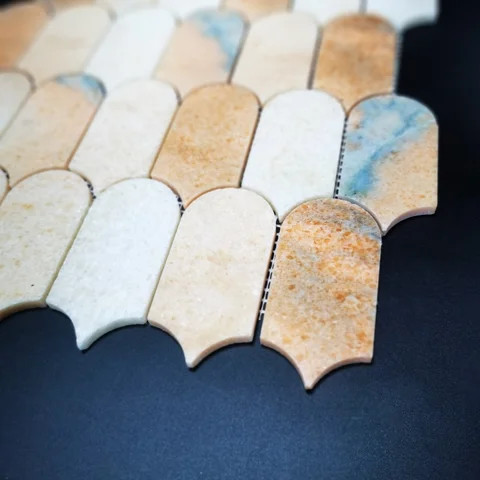 Buy Luxury Marble Feather Mosaic Bathroom Wall Floor Tile Stone ...