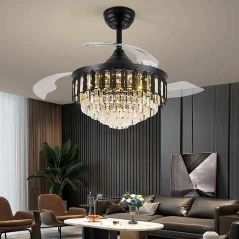 Buy Luxury Remote Control Retractable Invisible Fan Blade Golden ...