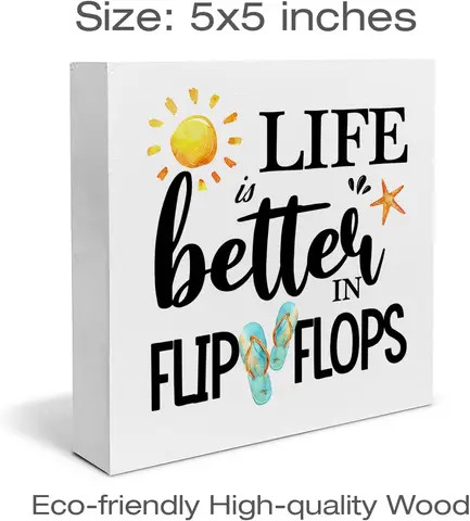 Buy Summer Beach Wood Box Sign Desk Decor Life Is Better In Flip Flops ...