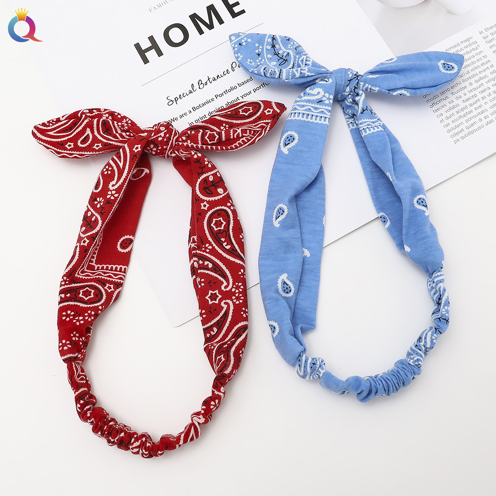 Buy Women Sweet Hair Bands Print Headbands Retro Hair Accessories Cross ...