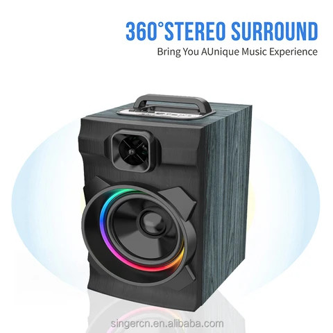 Buy Zqs602 New 6 Inches Tws Function Wireless Wooden Speaker Outdoor ...
