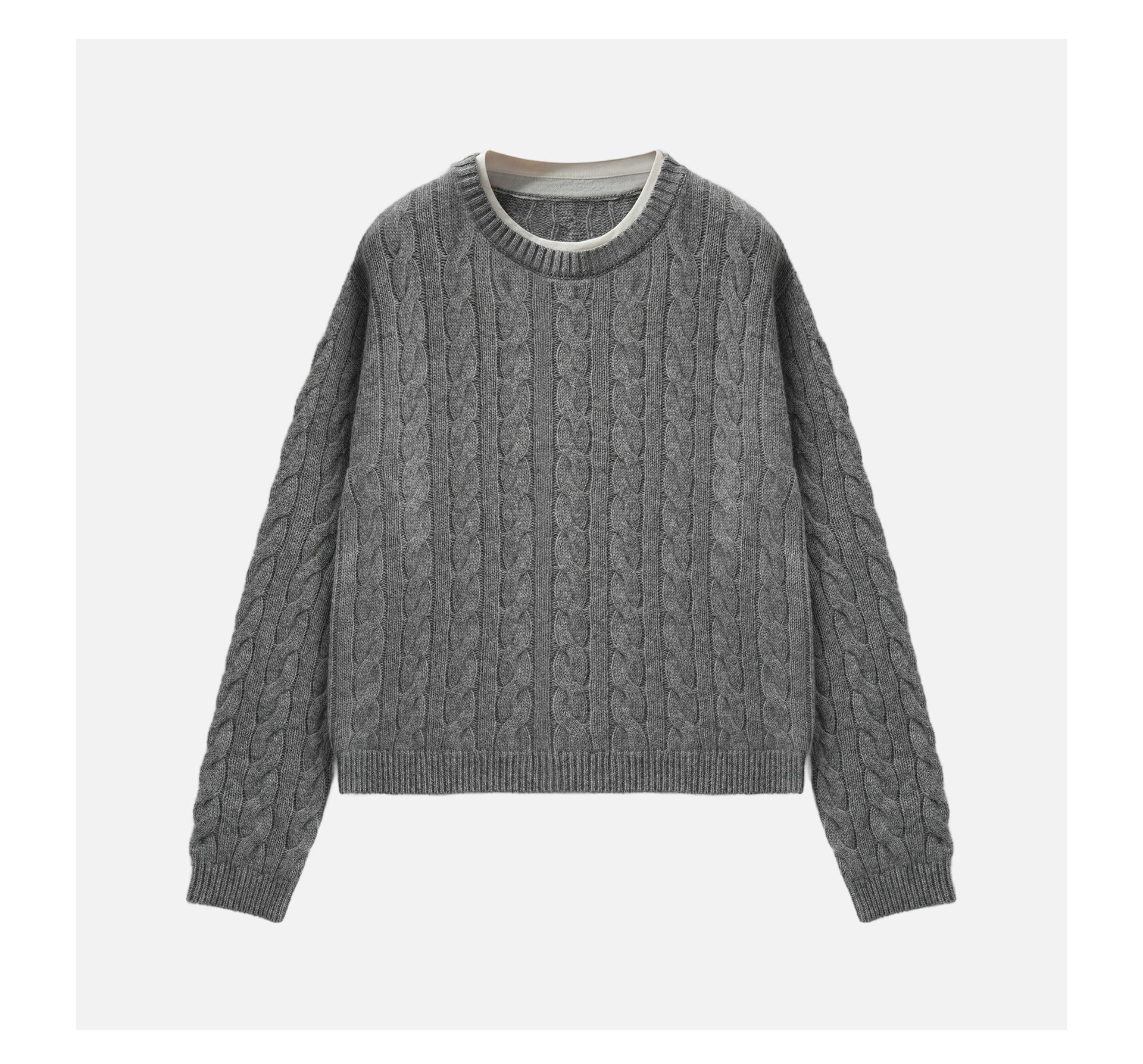 Buy High End 100% Cashmere Cables Knitting Crew Neck Jumper Women's ...