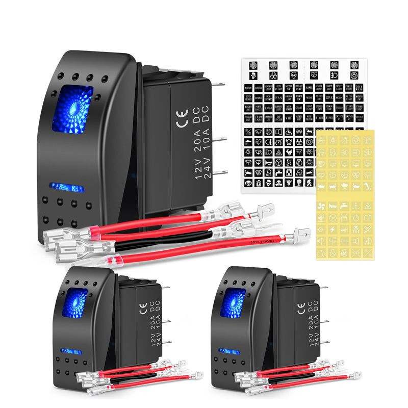 Buy On Off 5 Pin Spst Led Light Switches With Blue Backlit 12v/24v ...