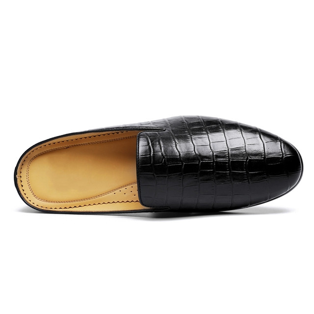Buy Backless Leather Shoes For Men Slip-on Loafers Shoes Genuine ...