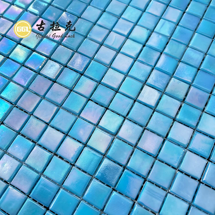 Buy Blue Shining Glass Mosaic Tile For Swimming Pool from Xiamen Good ...