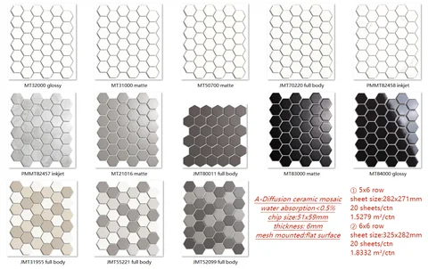 Buy Brown Full Body Medium Hexagon 51x59mm Mesh Mounted Porcelain ...