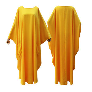 Buy Casual Islamic Clothing Yellow Plus Size Long Sleeve Party Evening ...