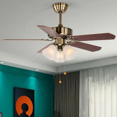 Buy Chandelier Fan Ceiling Fan Light Luxury European Iron Decorative ...