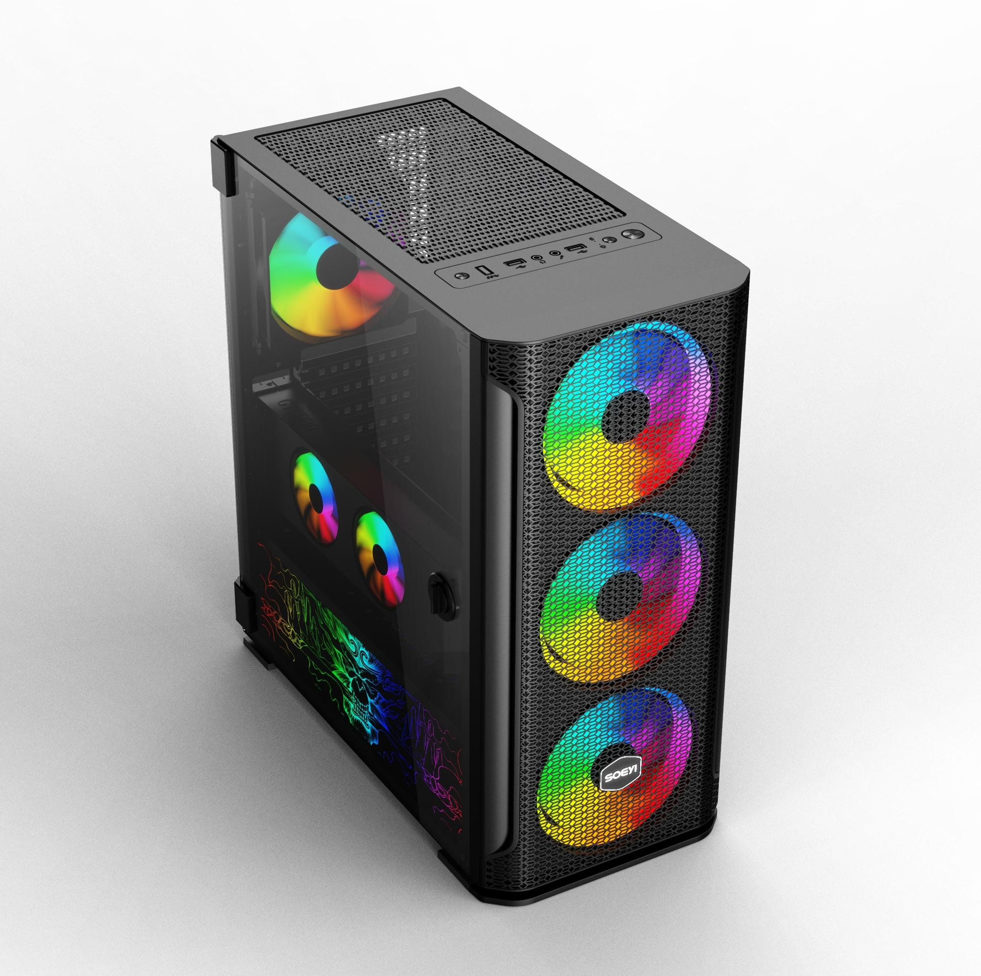 Buy Custom Tempered Glass Desktop Mid Tower Pc Cabinet Atx Gaming ...