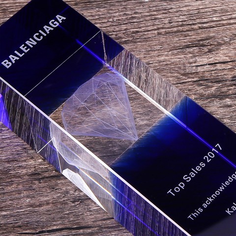 Buy Free Design Wholesale High Grade Blue K9 Custom Cuboid Glass Trophy ...