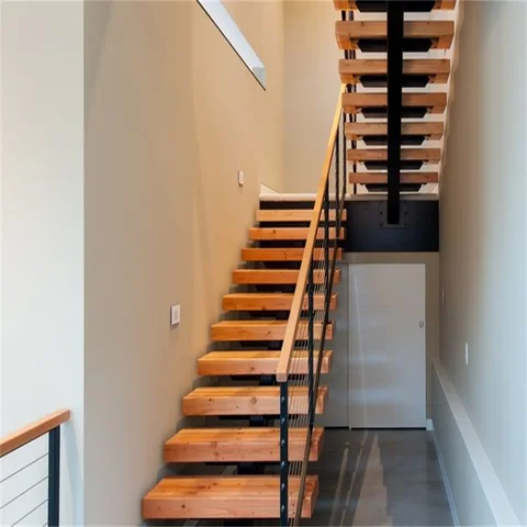 Buy High End Interior Wood Stair Design Glass Railing Wood Stair ...
