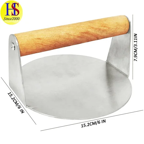 Buy Household 6 Inch Round Stainless Steel Grill Panini Burger Patty ...