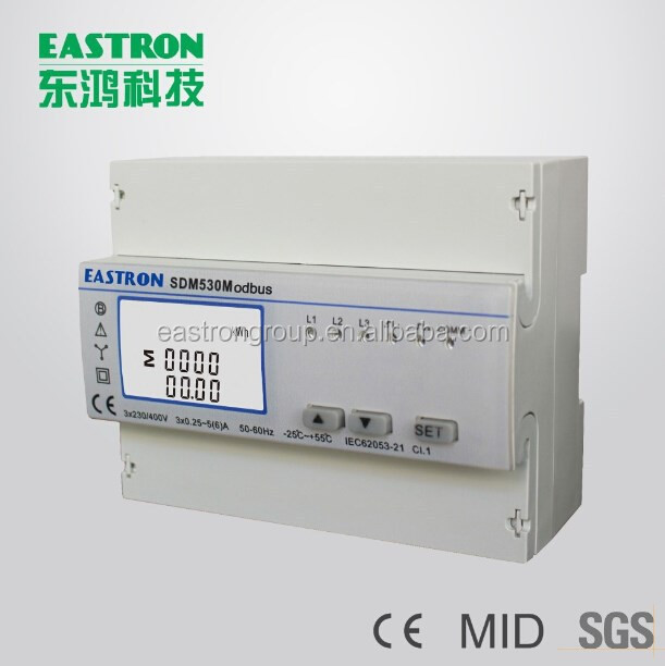 Buy Sdm530-modbus Three Phase Four Wires Din Rail Energy Meter With Rs485 Modbus Rtu And Pulse ...