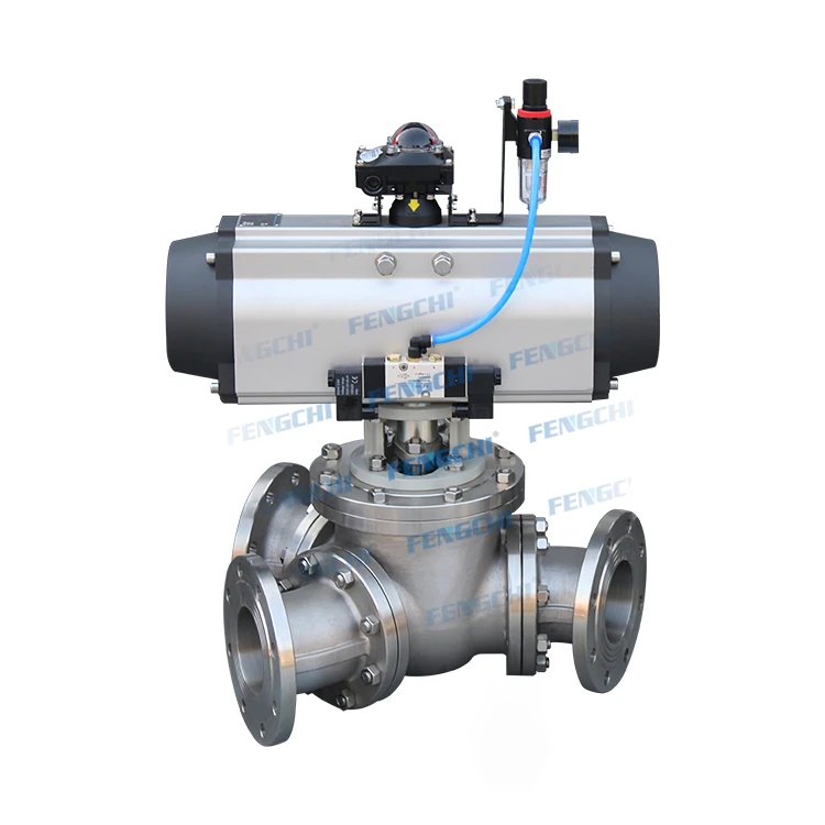 Buy Stainless Steel 45 Degree Pneumatic Three-way Reversing Ball Valve ...