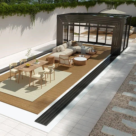 Buy Steel Frame Sunroom Sliding Open Triangle Aluminum Movable Swimming ...