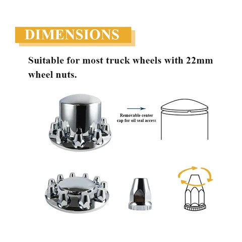 Buy Truck Dome Hubcaps Plastic Abs Chrome Complete Axle Cover Kit Nut ...