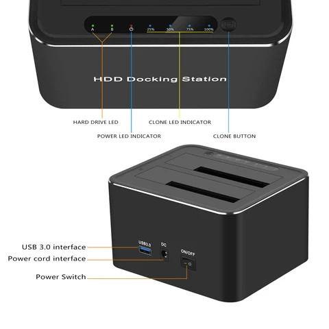 Buy Usb 3.0 To Dual Bay Sata Hard Drive Docking Station For 2.5/3.5 ...