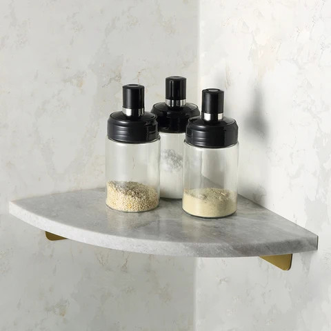 Buy Wall Mounted Natural Stone Triangle Storage Rack Marble Corner ...