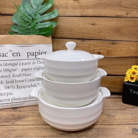 Buy Wholesale Kitchen Plain White Ceramic Cooking Pot Soup Pot With Lid ...