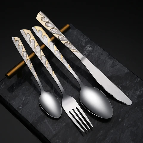 Buy Wholesale Silverware Stainless Steel Popular Gold Spoon Restaurant ...