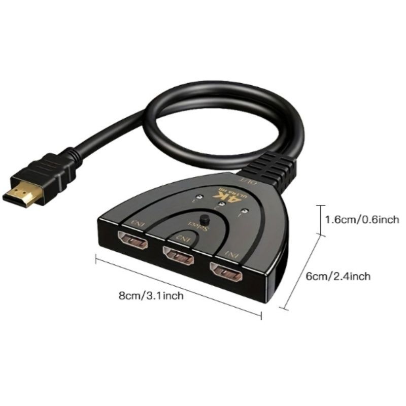 Buy Hdmi 3 In 1 Out Switch Adapter Splitter 4k X 2k Ultra Hd 3d For Tv ...