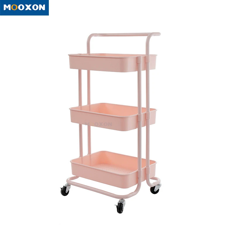 Buy 3-tier Mesh Rolling Kitchen Spice Rack Trolley With Utility Handle ...