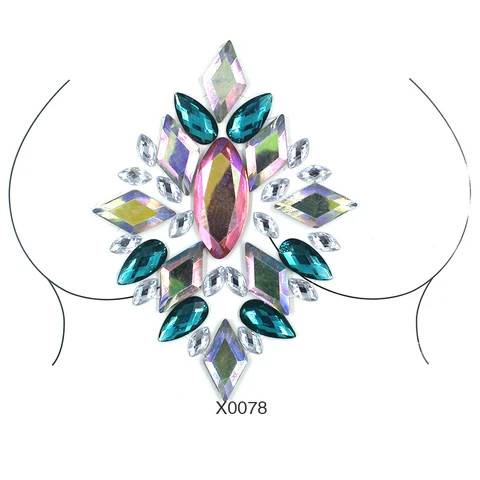 Buy Camellia Breast Gems Glitter Body Jewels Rave Festival Rhinestone ...