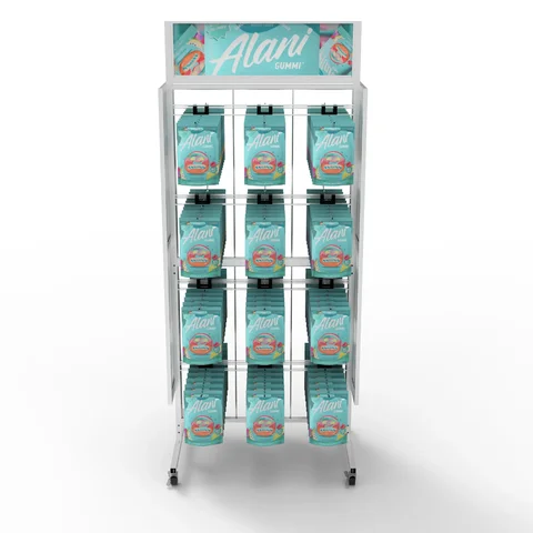 Buy Candy Display 4 Tier Metal Snacks Display Rack Double Side Floor ...