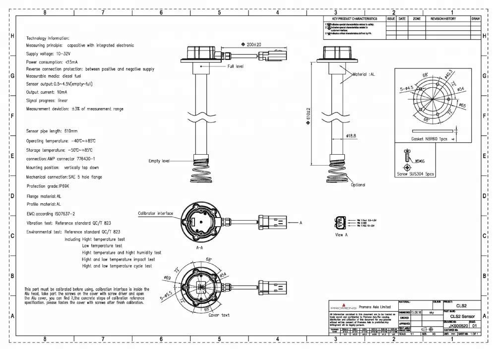 Buy Cls High Resolution Capacitive Kus Fuel Level Sensor With Gps ...
