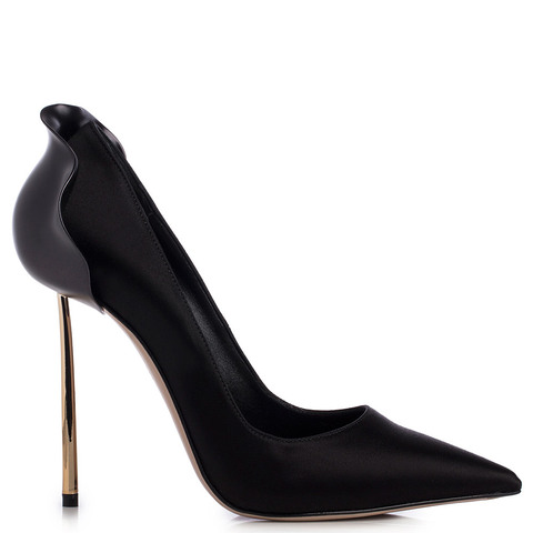 Buy Custom Designer Black Heels Satin Silk Pump Shoes Women High Heel ...
