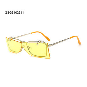Buy Fashion Frameless One Piece Lens Retro Wholesale Flip Sunglasses ...