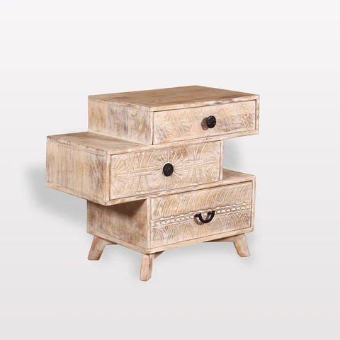 Buy Handcrafted Wooden Dresser With 3 Drawers Zig Zag Shape Unique ...