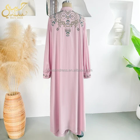 Buy Muslim Traditional Clothing Set Pink 2-piece Set Long Shirt Pants ...