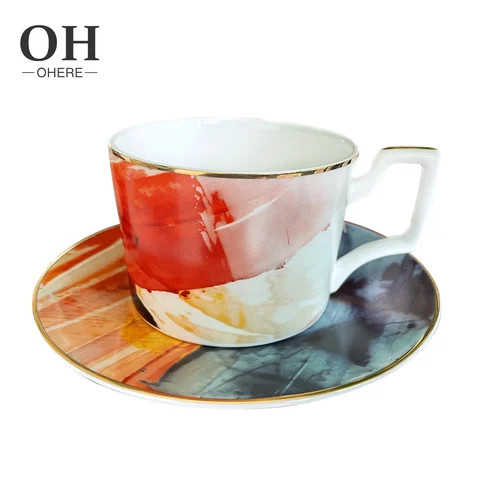 Buy New Design Cup And Saucer Set Bone China Tableware Creative Gold ...