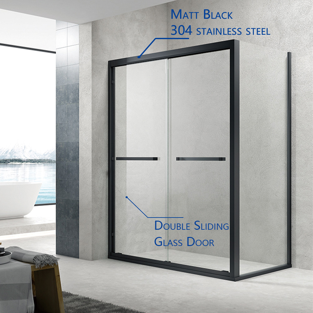 Buy Shkl Bathroom Cabins Black Shower Frame Sliding 8/10mm Glass Doors ...