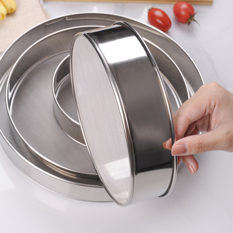 Buy Stainless Steel Mesh Sifter Manual Flour Sieves With Scraper Flour ...