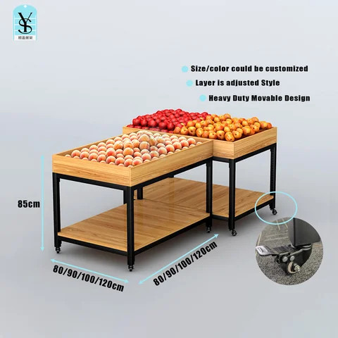 Buy Wooden Fruit Vegetable Display Stands Design Metallic Supermarket ...