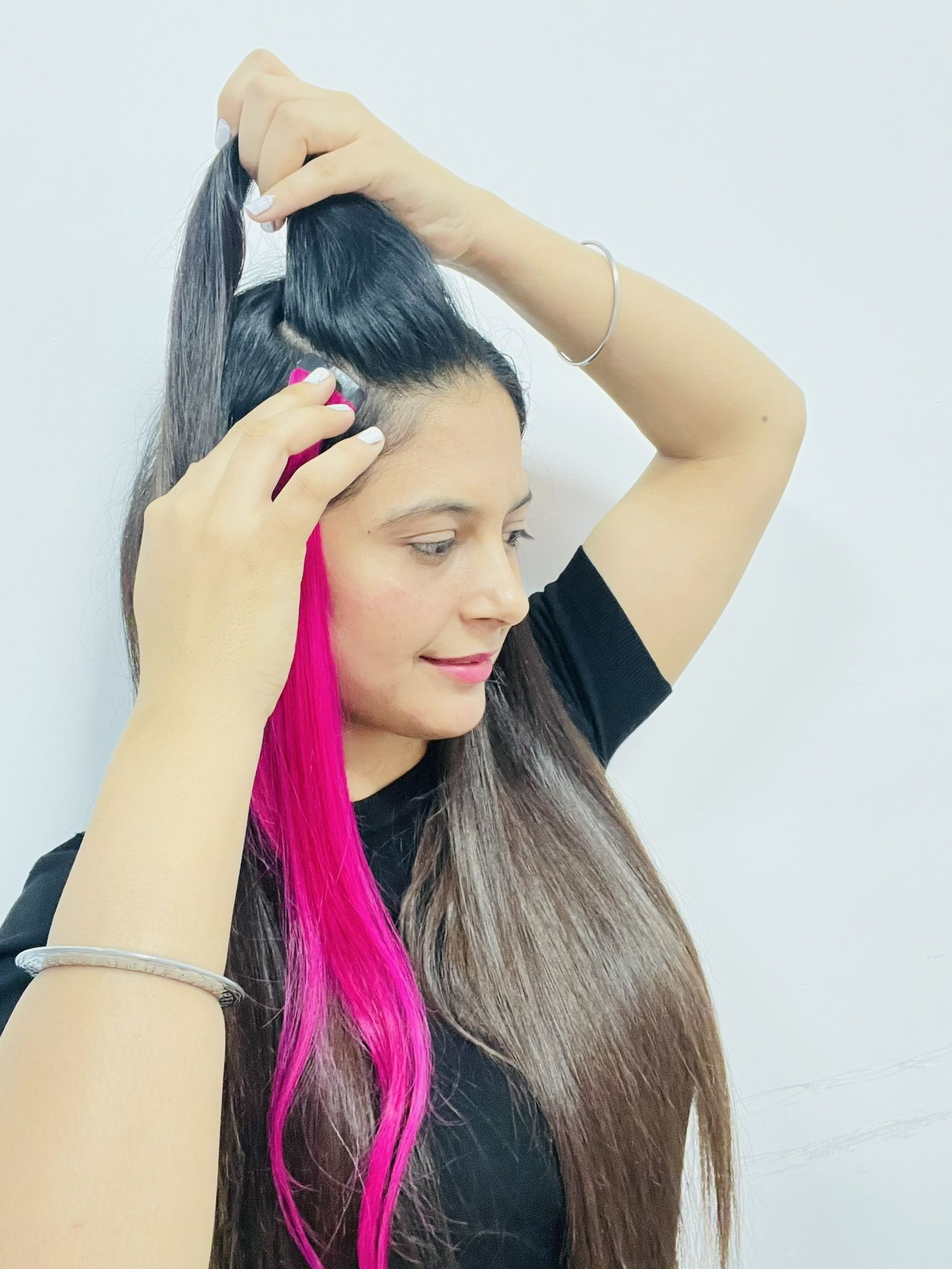 Buy Color Streaks Pink Color from Silky Wigs company, India ...